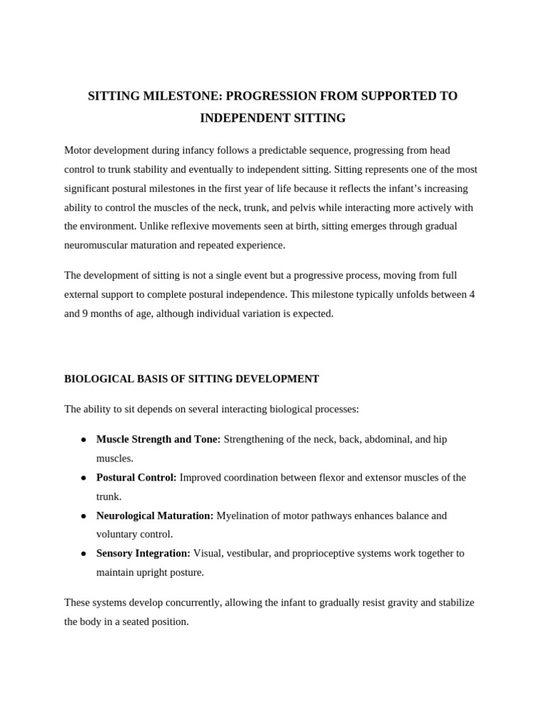 Sitting Milestone - Progression From Supported To Independent Sitting ...
