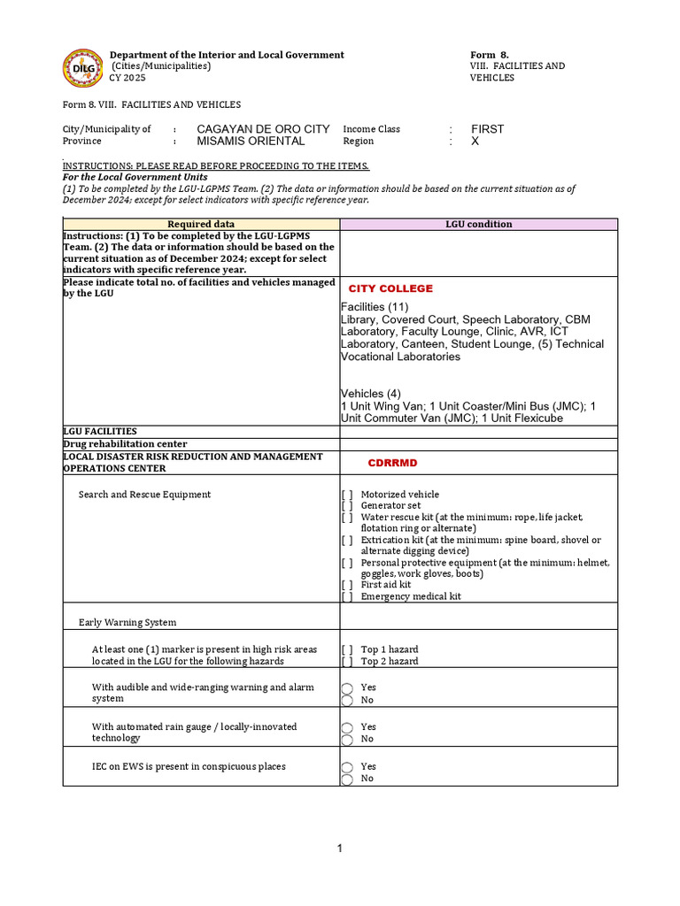 Lgu Profile - City College | PDF