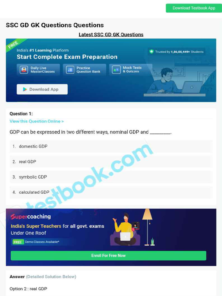 SSC GD GK Questions 638072dbaa69a0bef602c4f2 | PDF