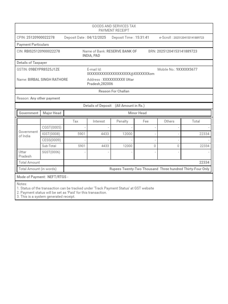 GST-Challan Receipt | PDF