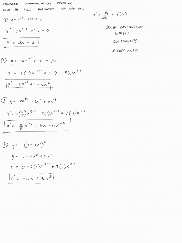 Standard Differentiation Formulas | PDF