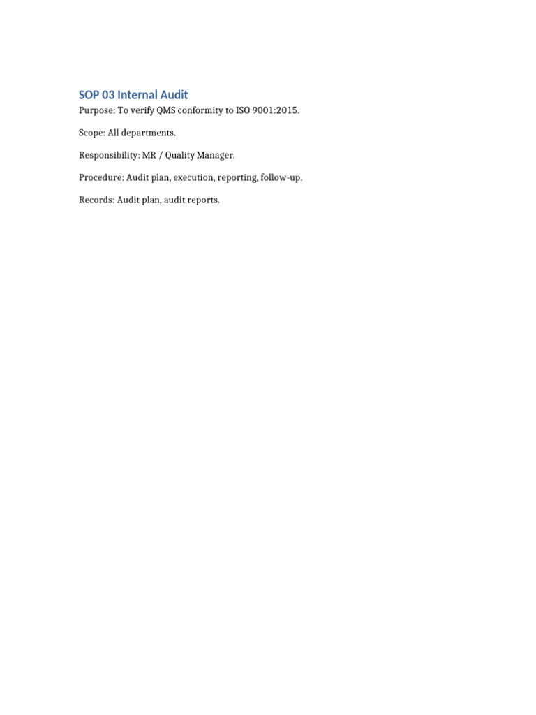 SOP 03 Internal Audit | PDF
