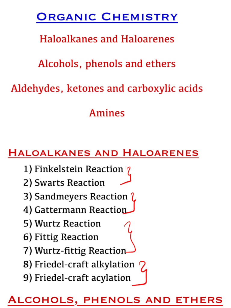 Class 12 CBSE - Organic Chemistry - Important Named Reactions | PDF ...