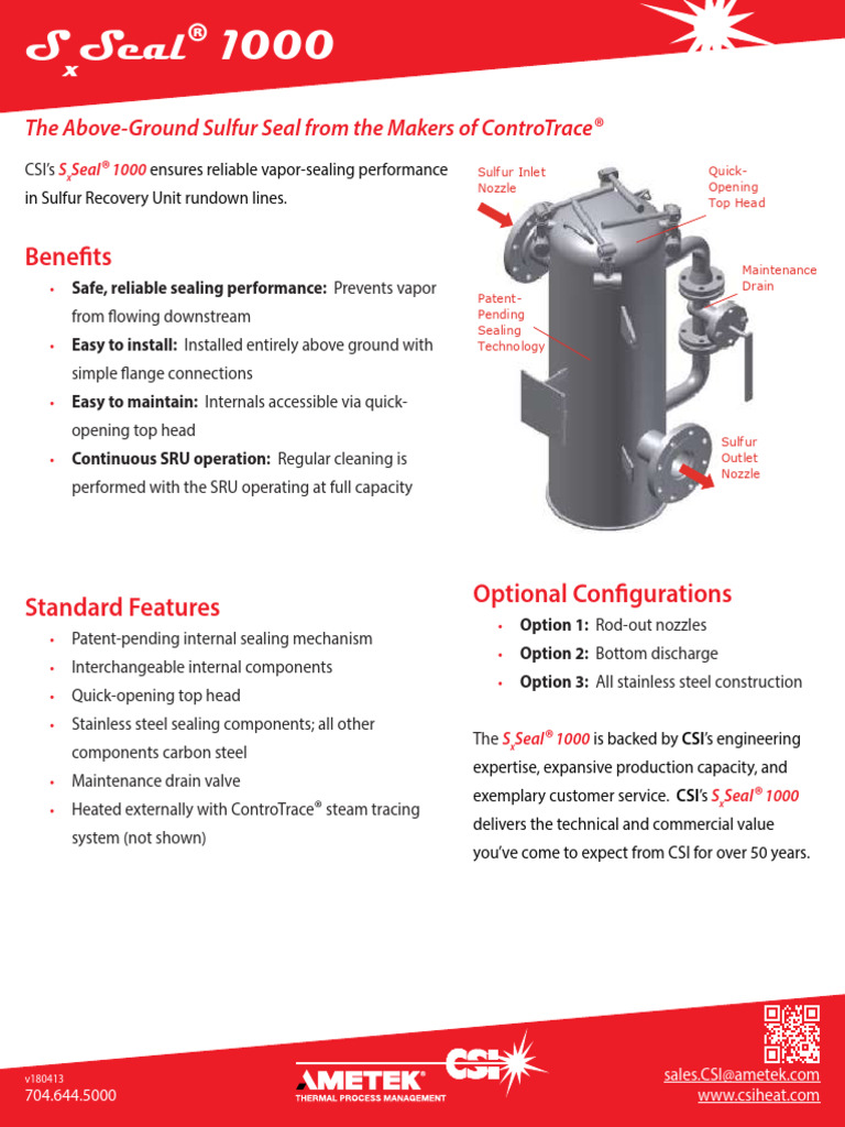 SxSeal® 1000 Sulfur Trap | PDF | Gases | Gas Technologies