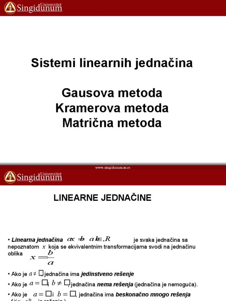 3.sistemi Jednacina | PDF