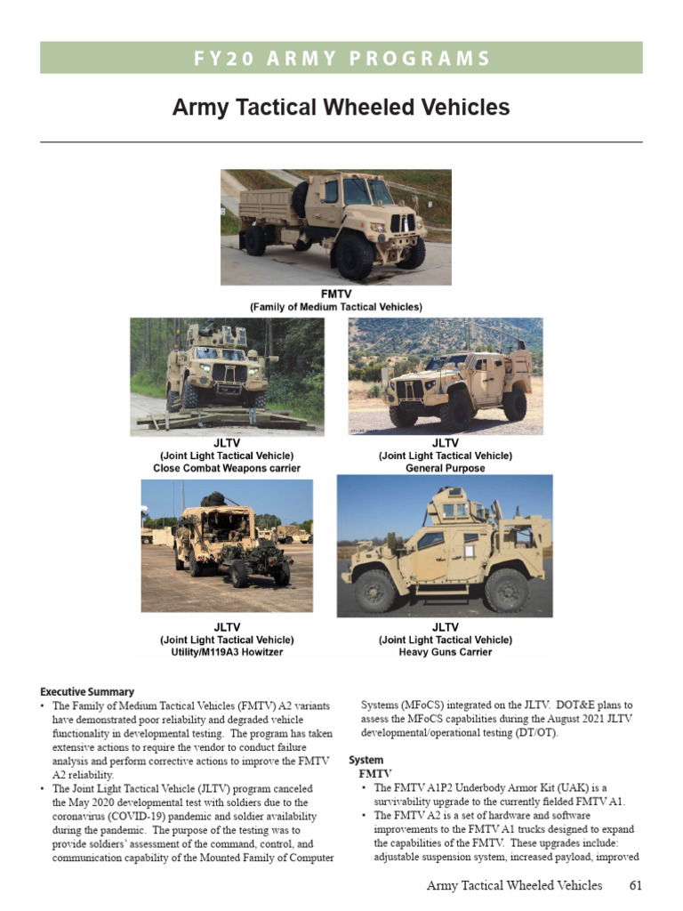 Army Tactical Wheeled Vehicles | PDF | Military Technology | Vehicles