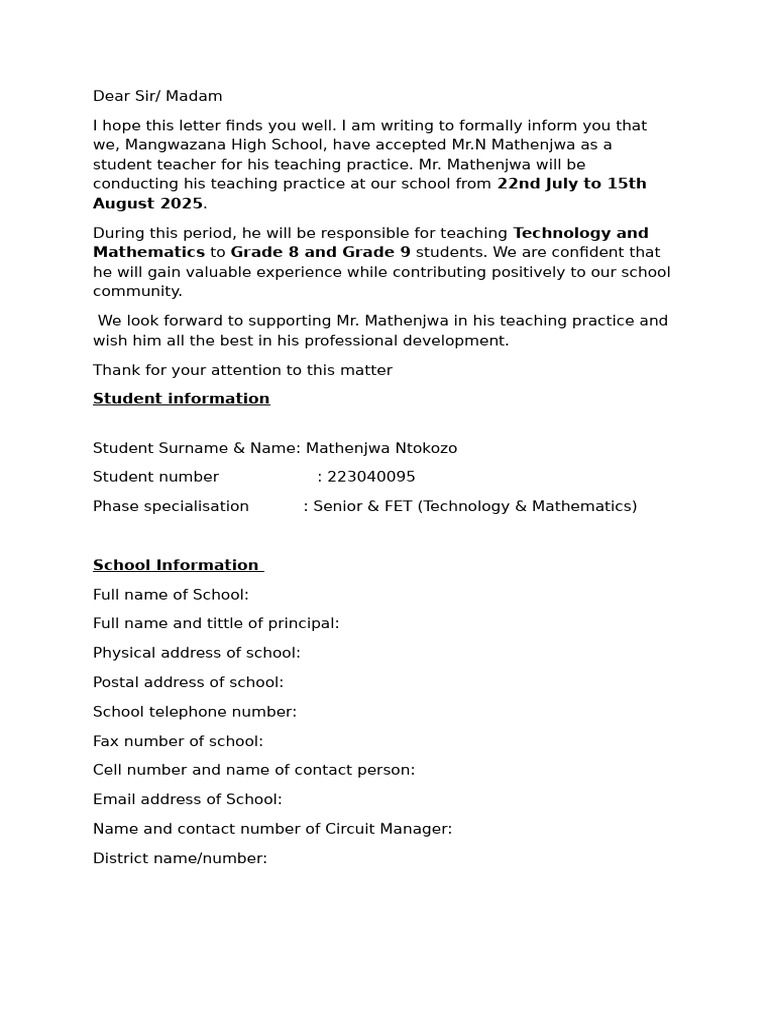Placement Letter | PDF