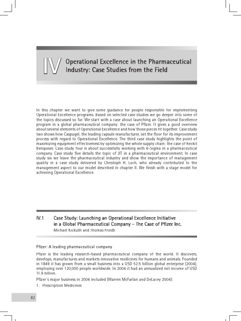 Operational Excellence in The Pharmaceutical - Case Studies | PDF | Pfizer | Six Sigma
