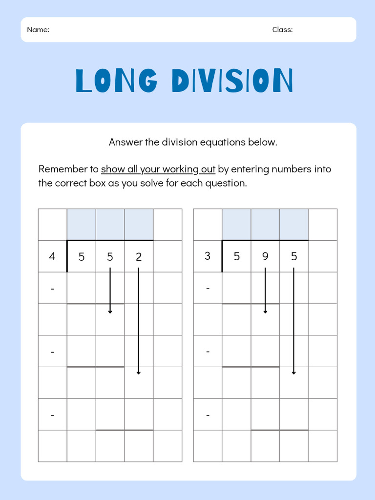 Long Division Worksheet | PDF