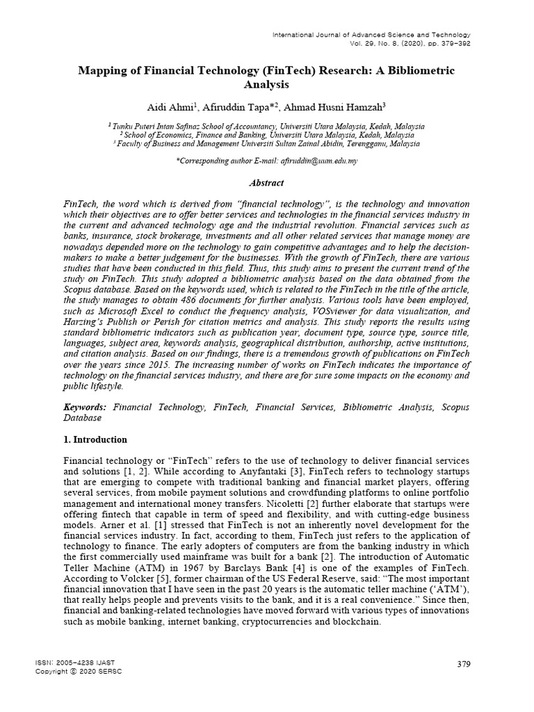 2020 IJAST Ahmi Tapa Hamzah | PDF | Financial Technology | Finance ...