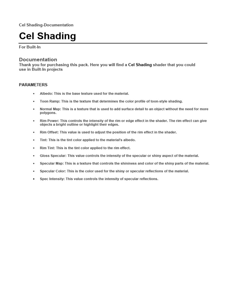 Cel Shading Documentation | PDF