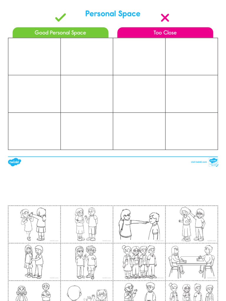 Us Se 75 Personal Space Cut and Paste Sorting Activity Ver 2 | PDF