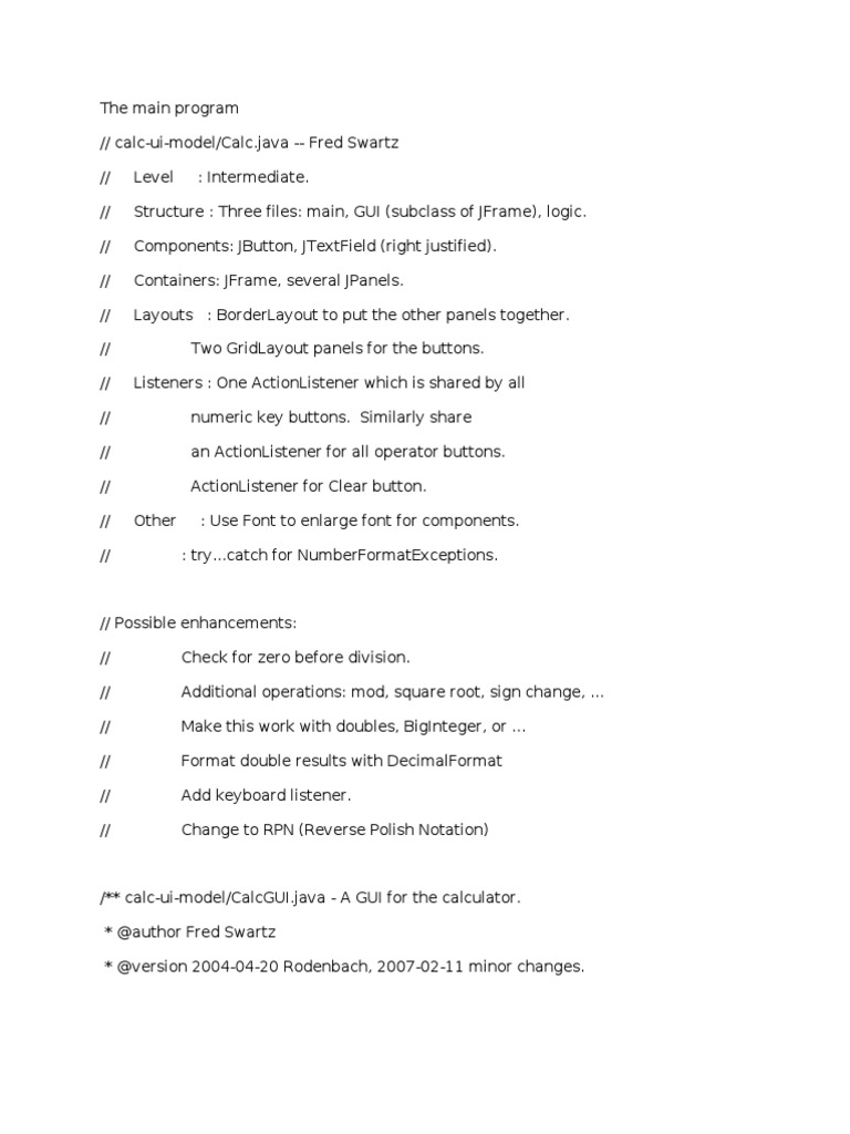 Simple Calculator Java Pdf Graphical User Interfaces Command Line Interface