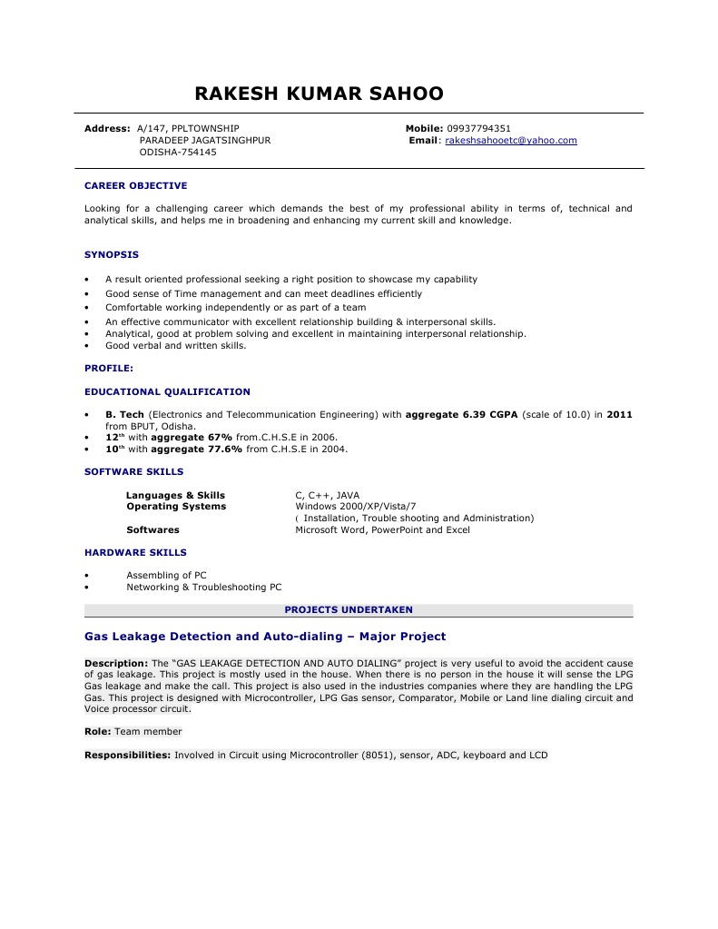 Rakesh Kumar Sahoo - Electronics Engineer Resume | PDF | Personal Computers | Intellectual Works
