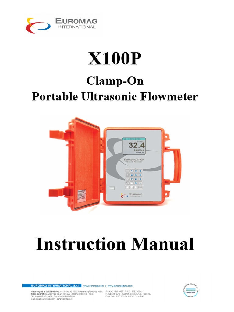X100P-Manual - XONIC Ultrasonic Clamp On | PDF | Flow Measurement | Liquids