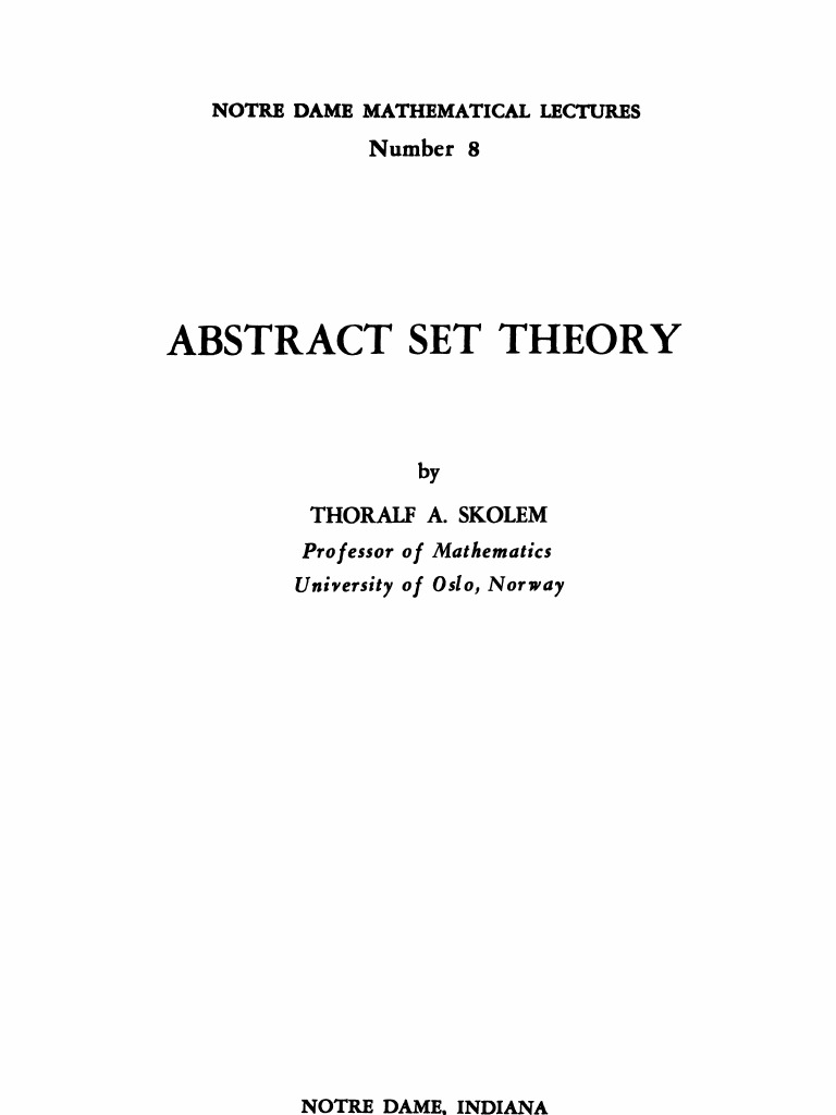 Abstract Set Theory (Skolem) | PDF | Axiom | Real Number