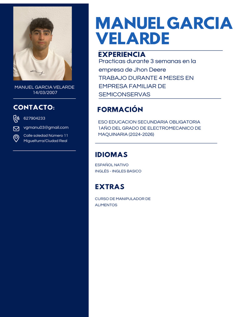 Currículum Vitae CV Marketing Manager Corporativo Azul y Blanco | PDF