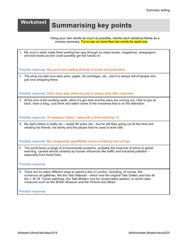 Worksheet 2 - Step-By-step Summary Writing | PDF