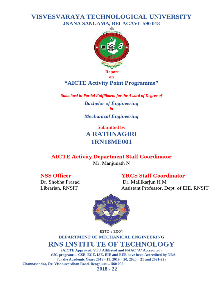 Aicte Report Sample From Mech | PDF | Blood Donation