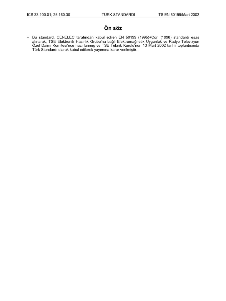 Ts en 50199 Emc Standard For Welding | PDF