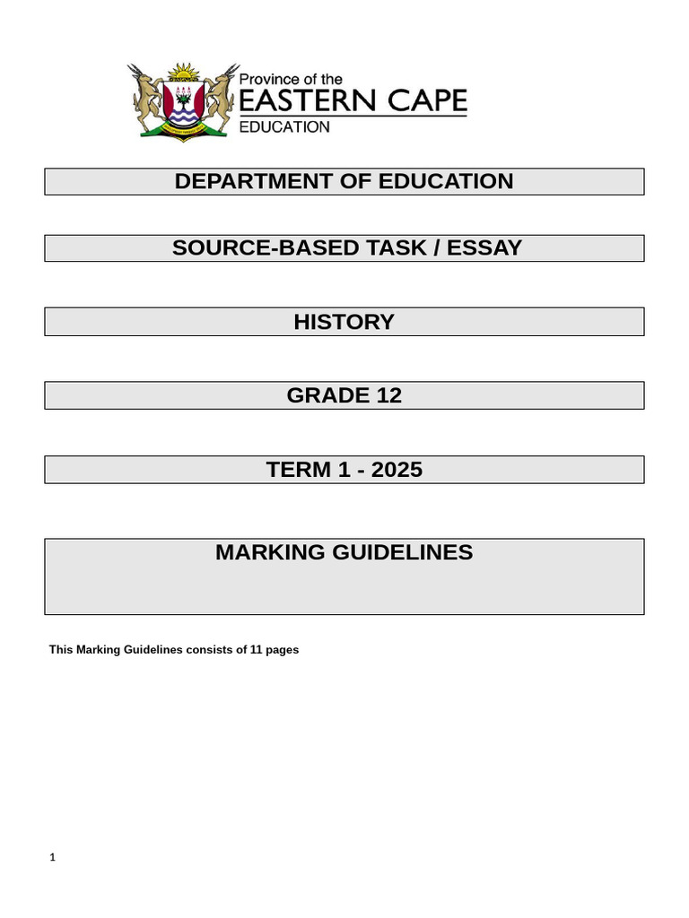 2025 Grade 12 Task 1 Marking Guidelines | PDF | Communism | Soviet Union