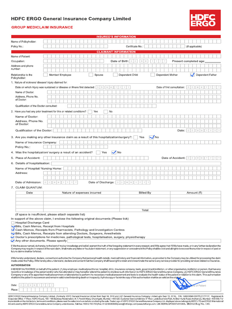 Sahasra GMC Claim Form | PDF