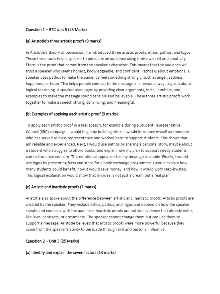 rtc question memo 2 | PDF | Persuasion | Public Speaking