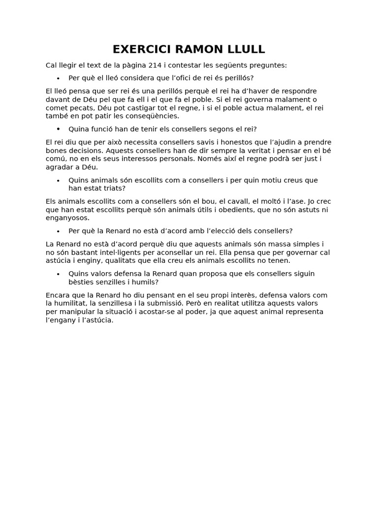 Exercici Ramon Llull | PDF
