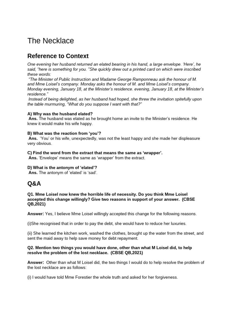 The Necklace - H | PDF