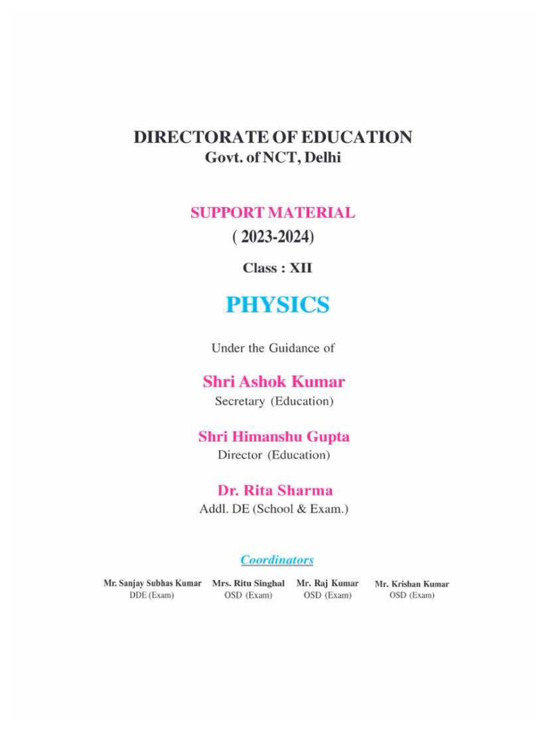 XII Physics SM 2023 2024 | PDF