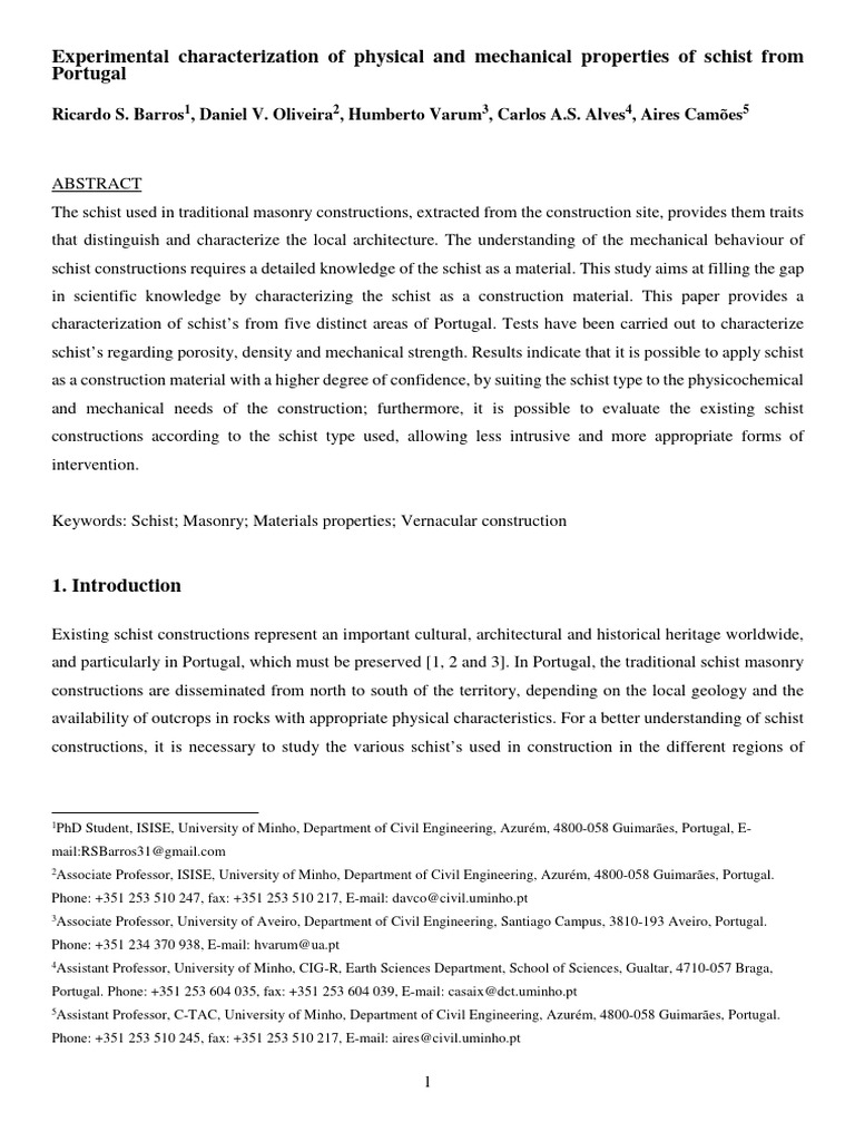 CONBUILDMAT-D-13-01578 - Properties of Schist (Final) | PDF | Porosity ...