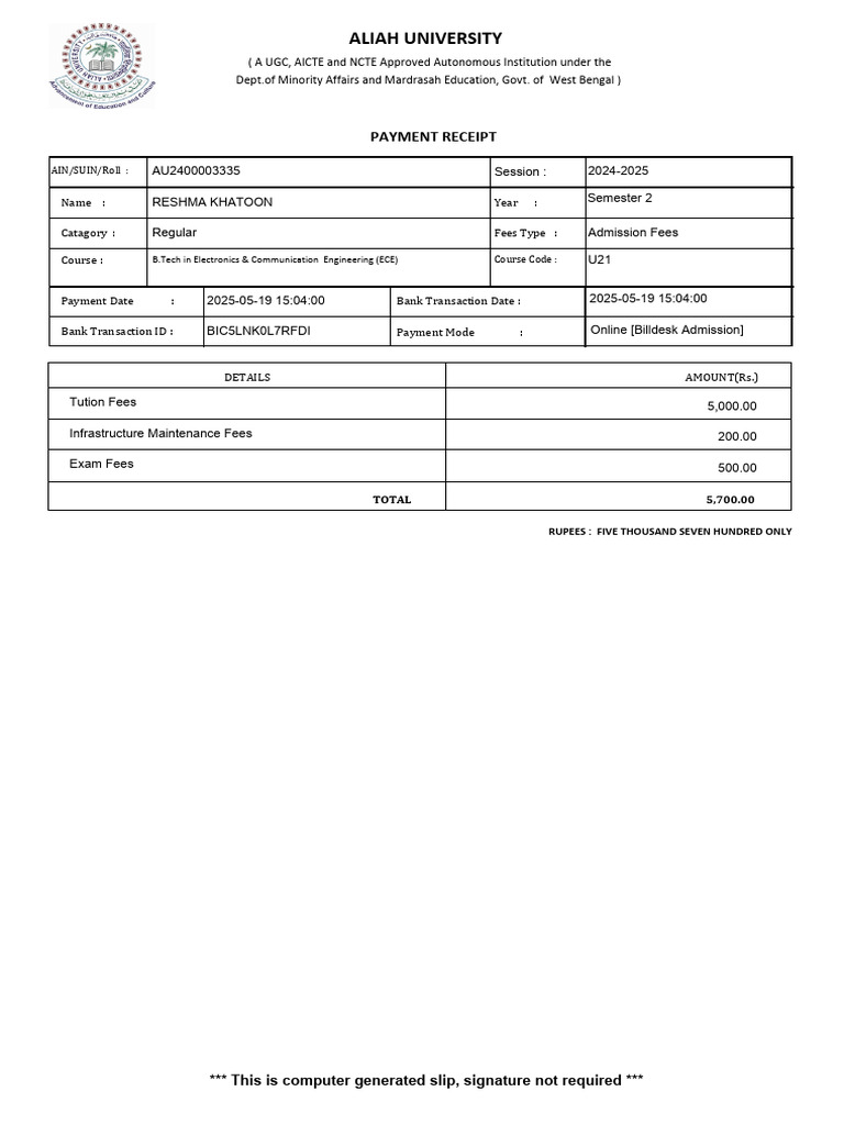 Student Challan | PDF