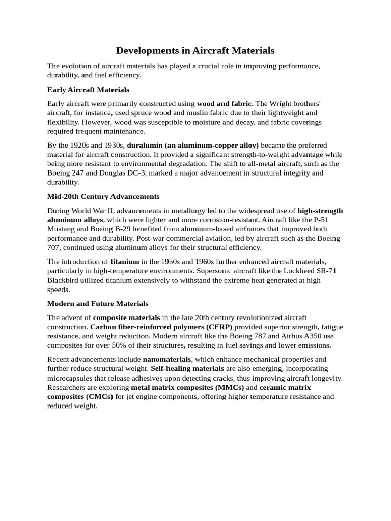 Developments in Aircraft Materials | PDF