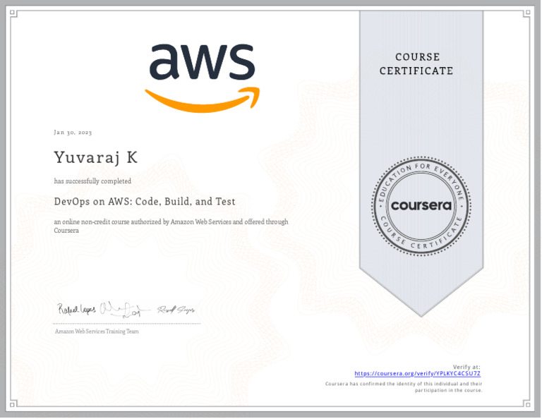 Yuvaraj AWS Certification | PDF