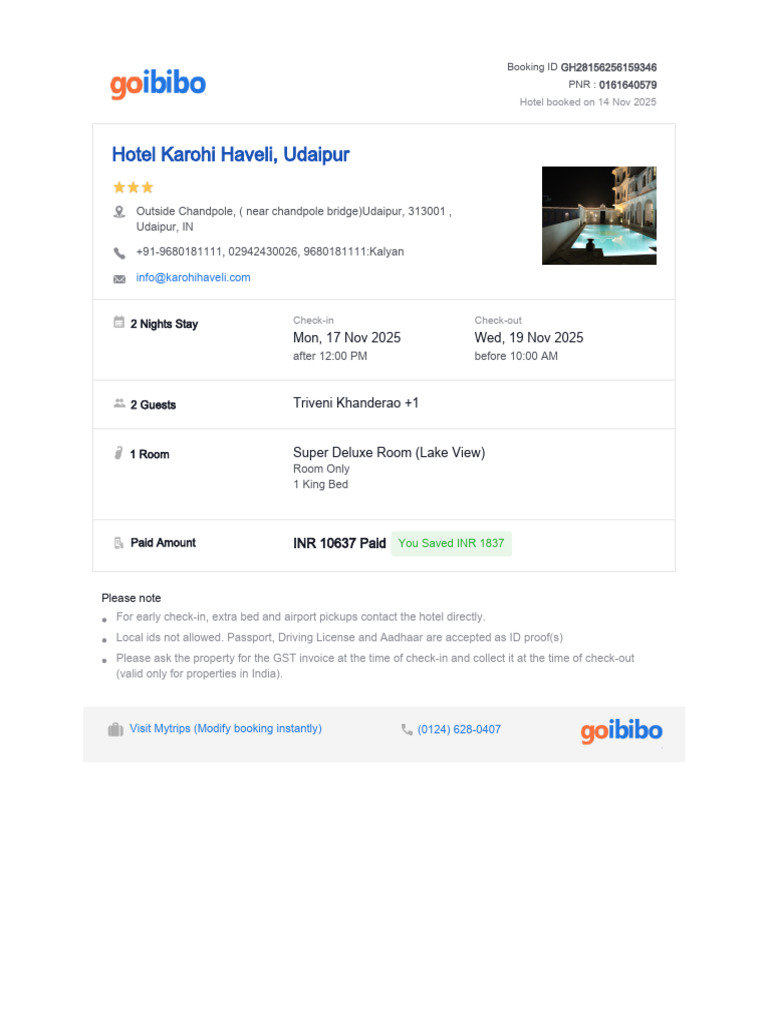 Booking Confirmation Voucher | PDF