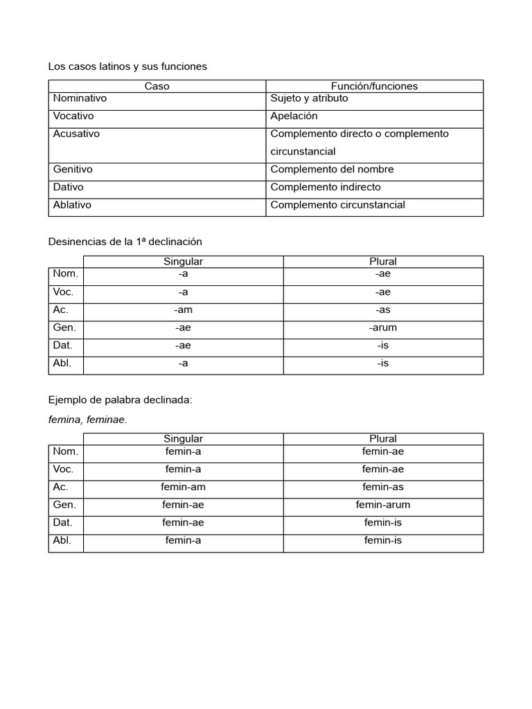 Casos y Primera Declinación | PDF