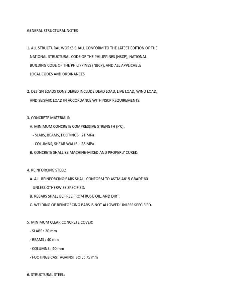 General Structural Notes | PDF