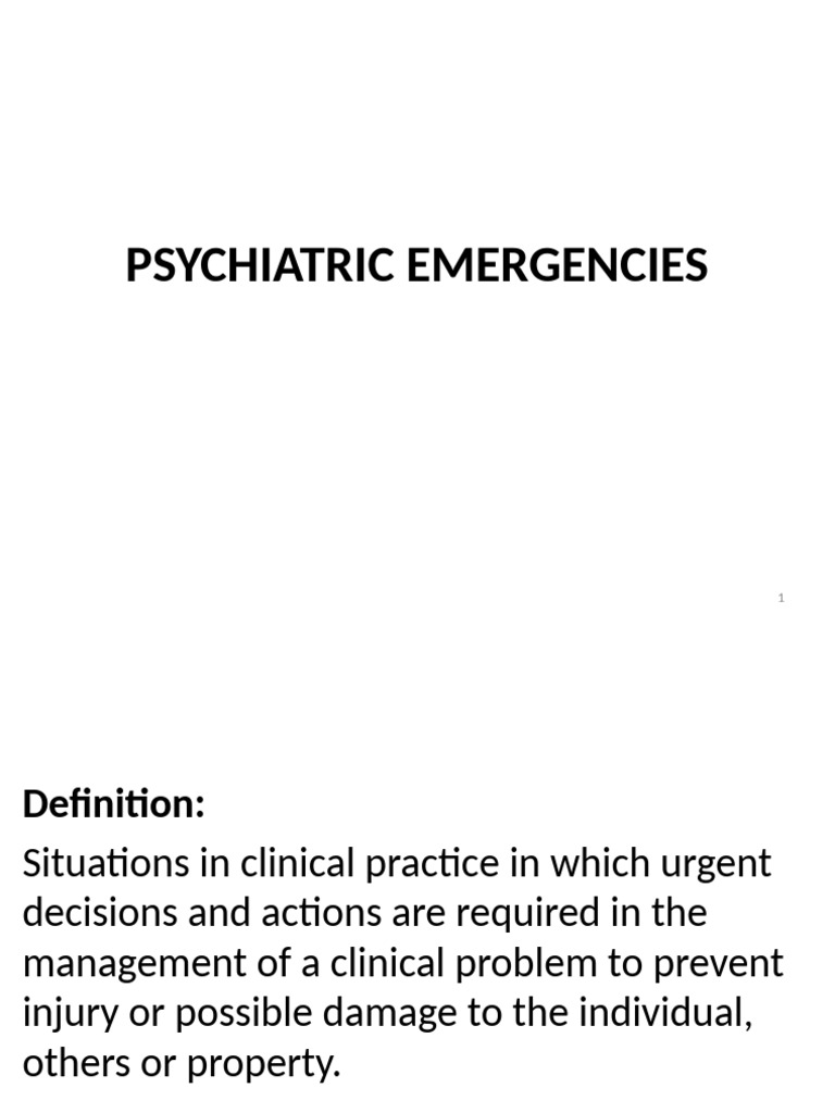 Psychiatric Emergencies | PDF | Mental Disorder | Paranoia