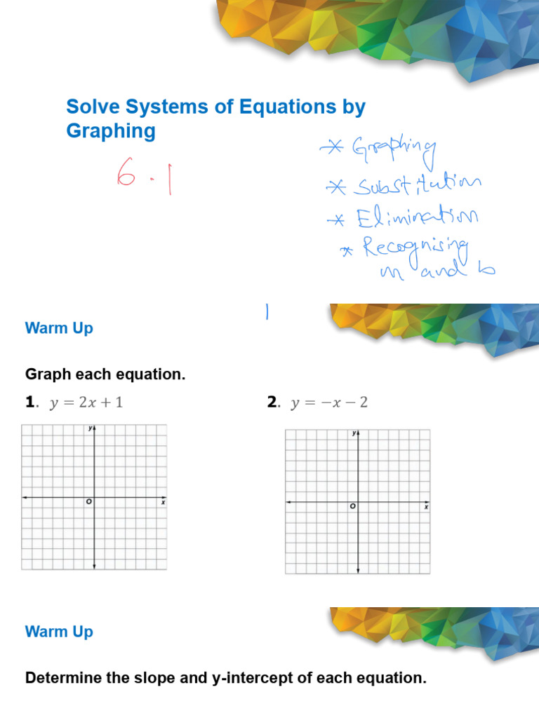 6.1-Solve Systems of Equations by Graphing | PDF | Equations ...