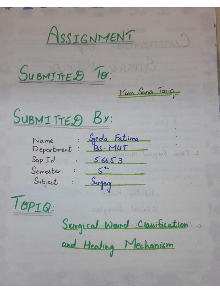 Surgical Wound Classification and Healing Mechanism. Surgery Assignment ...