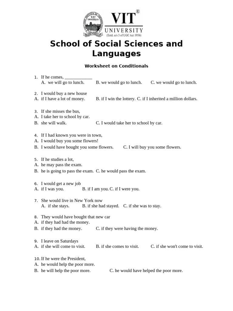 Worksheet On Tenses, Concord and Conditionals | PDF | Chess Openings ...