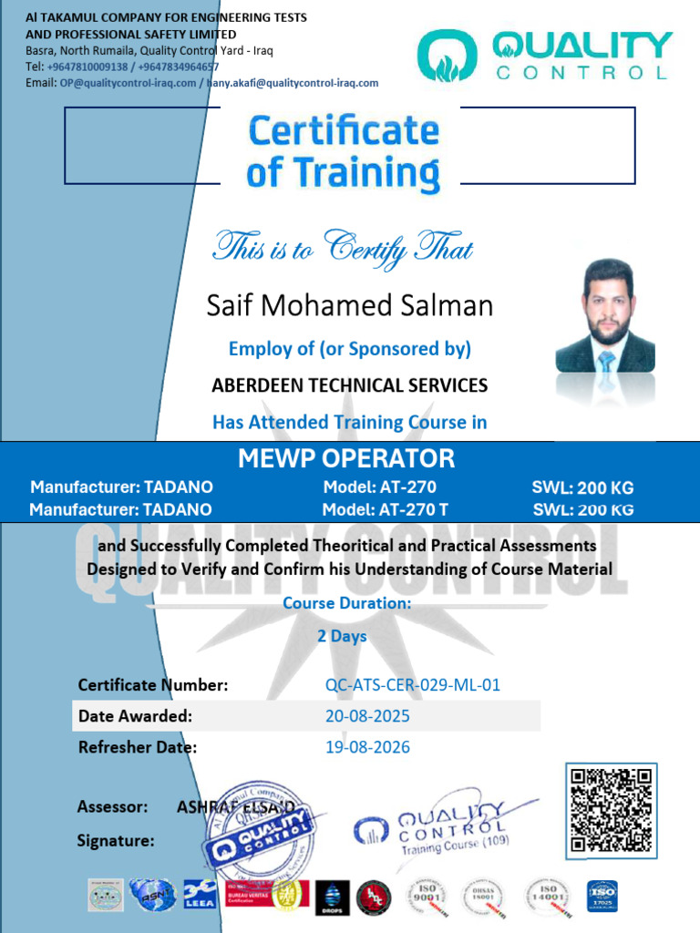 01 Saif Mohamed Salman Manlift Operator 1 | PDF