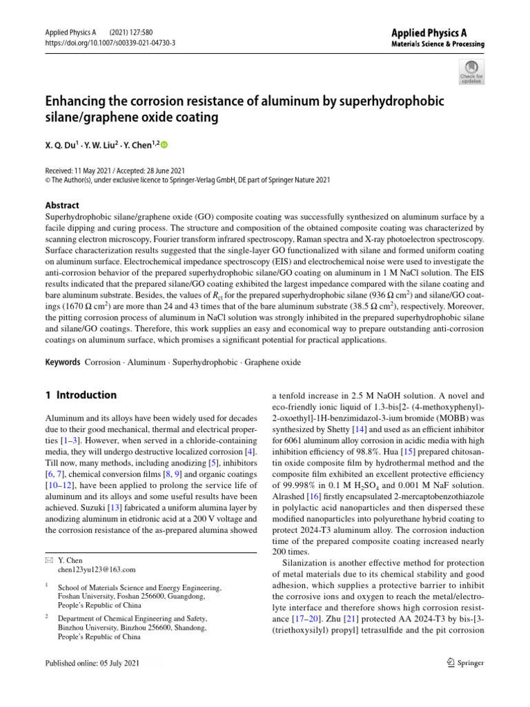 Enhancing The Corrosion Resistance of Aluminum by Superhydrophobic ...