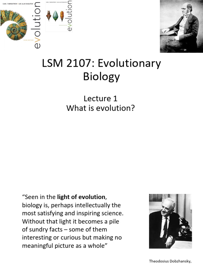 LSM2107 Lecture 01 What Is Evolution Course Introduction | PDF ...