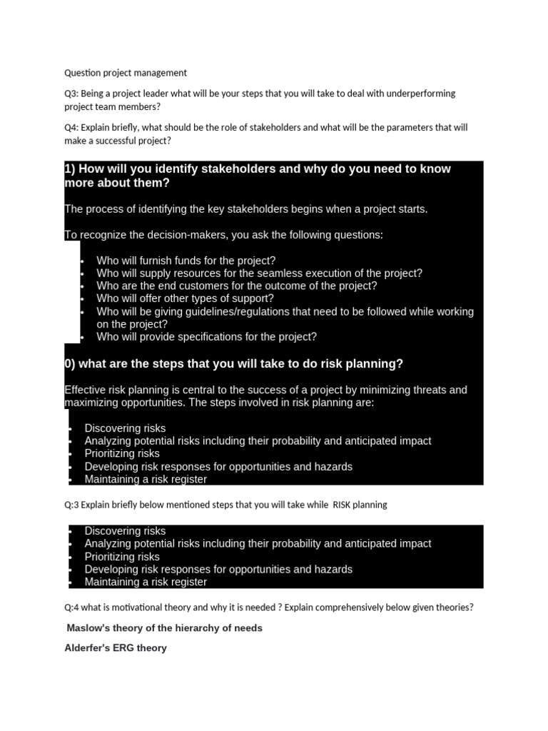 Question Project Management | PDF