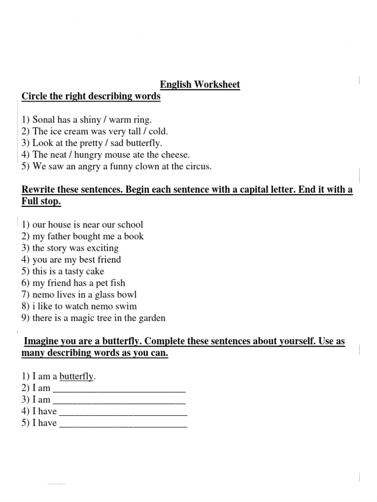 Describing Adjective Worksheet | PDF
