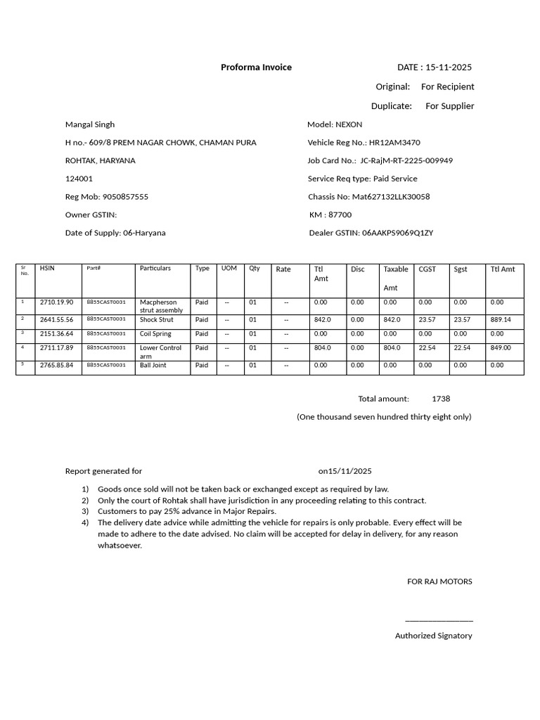 Proforma Invoice | PDF | Car | Vehicle Technology