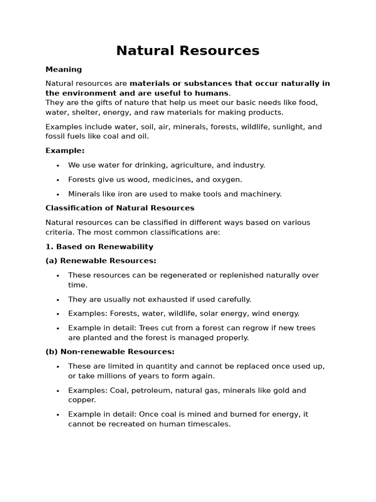 Natural Resources Definition and Classification | PDF | Plants | Fuels