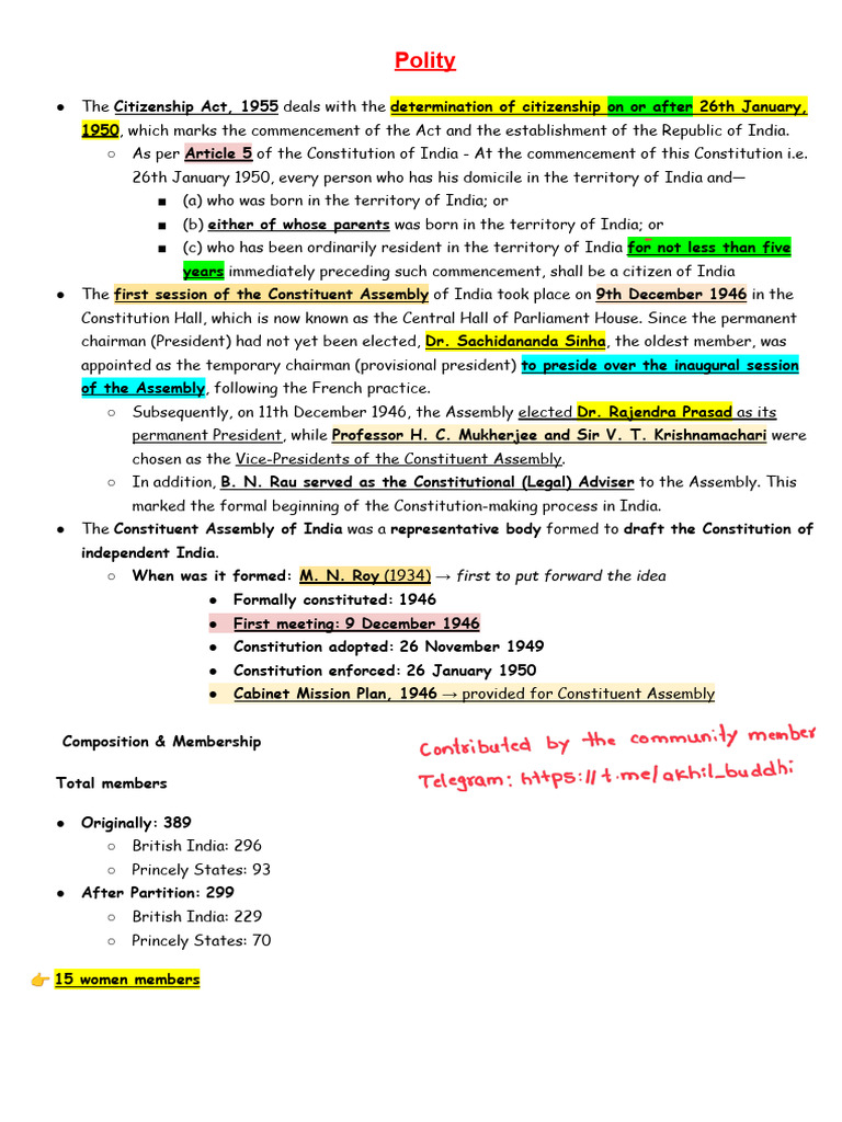 Polity Prelims 2026 | PDF | Legal Documents | Government Of India