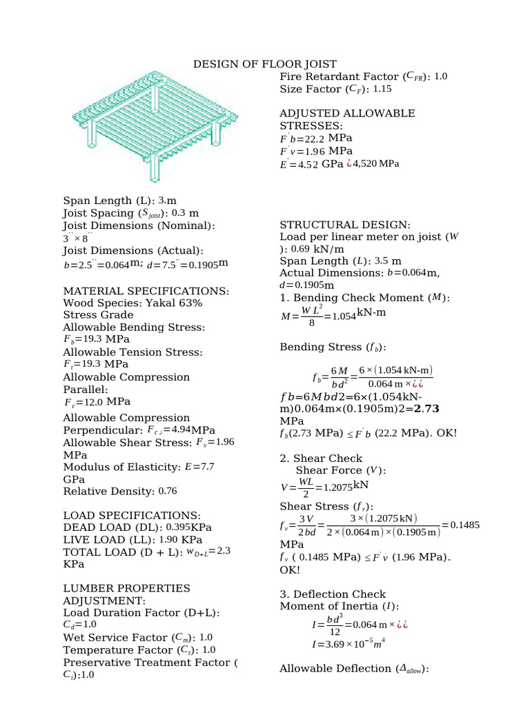Design of Floor Joist | PDF | Bending | Stress (Mechanics)
